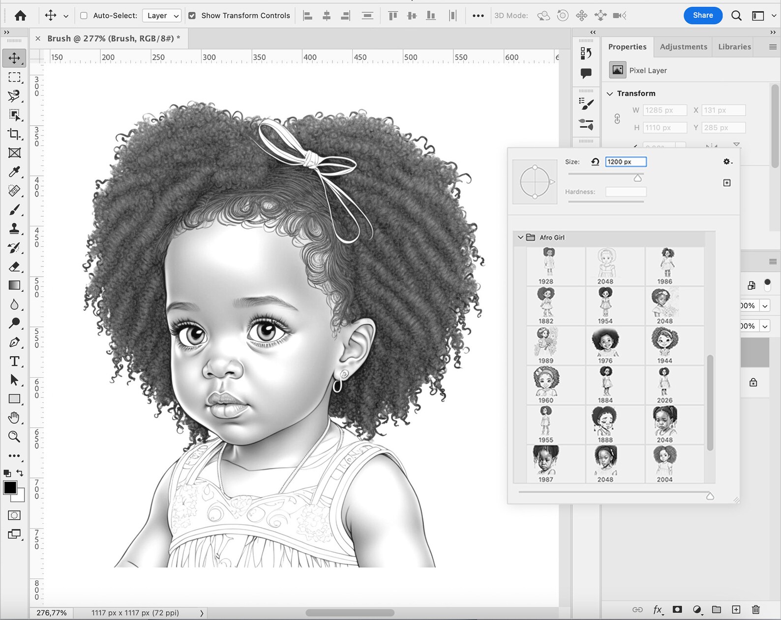 23 Photoshop Afro Little Girls Brushes, Fresco African Girls Brush ...