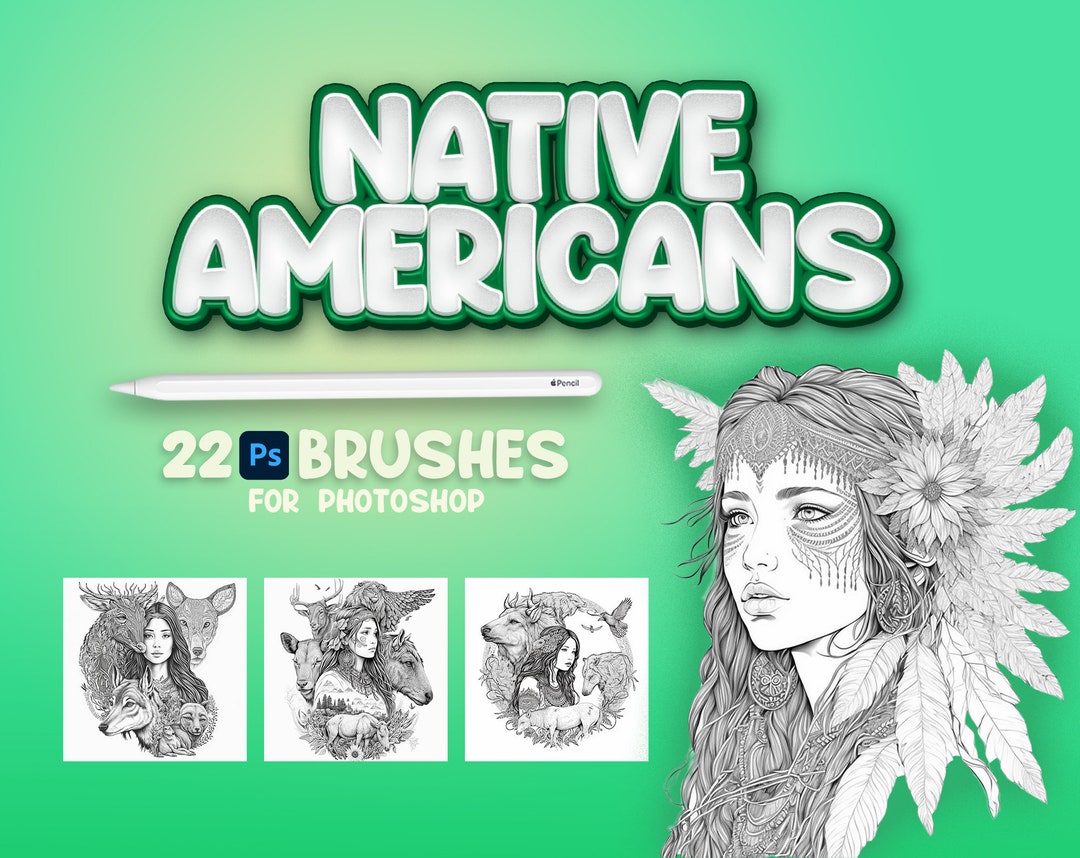 22 Photoshop Native Americans Brushes, Adobe Fresco American Indian ...
