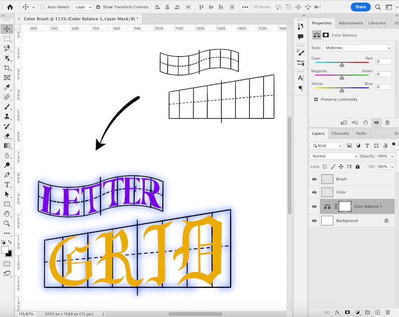 30 Photoshop Letter Grids Brushes, Adobe Fresco Letter Frames Brushes ...
