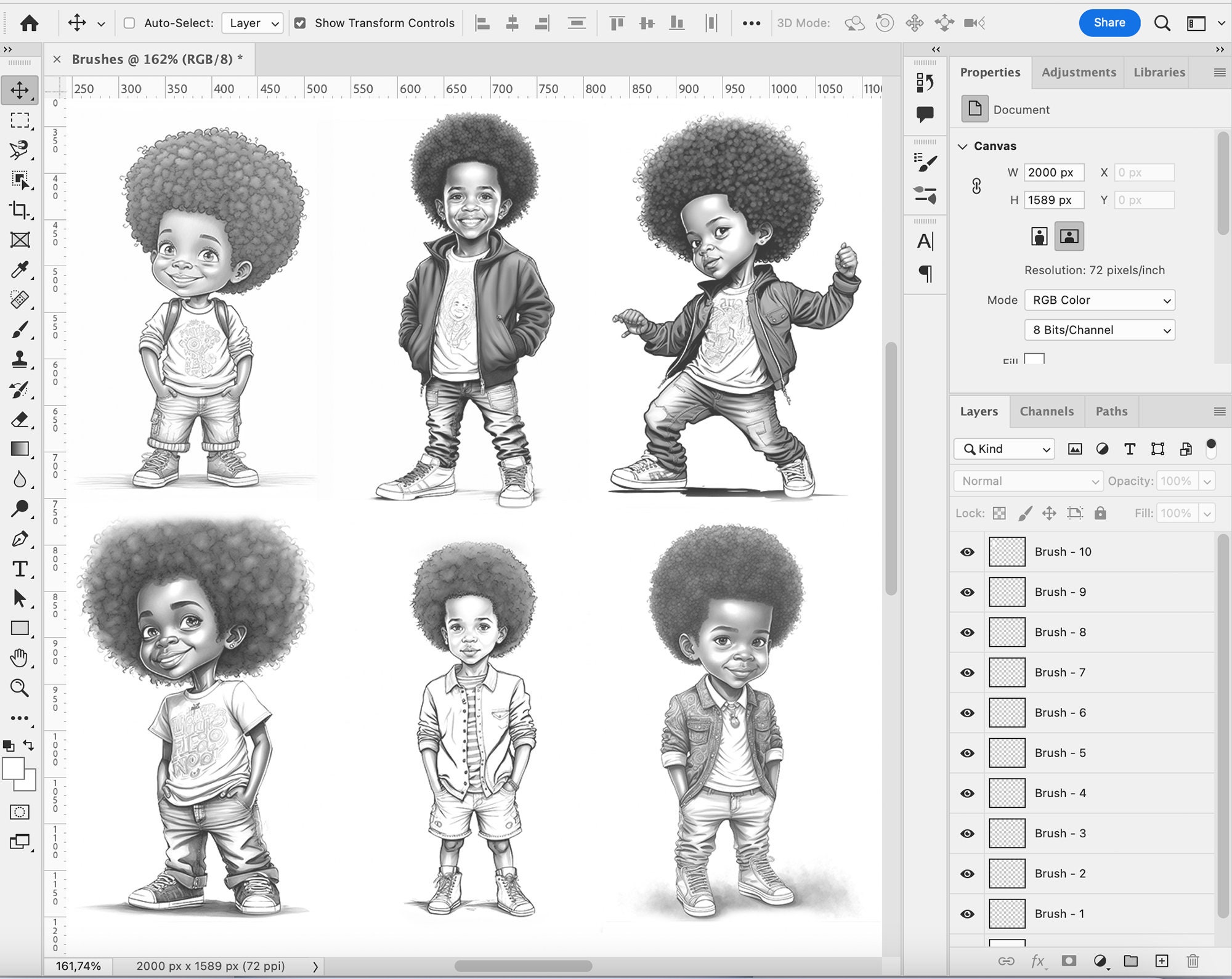 36 Photoshop Afro Little Boys Brushes, Fresco African Little Boys Brush ...