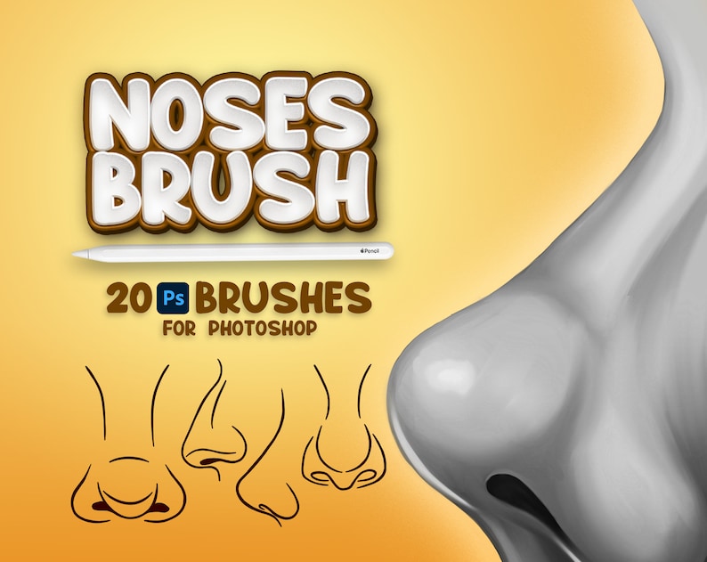 20 Photoshop Noses Brushes, Adobe Fresco Nozzles Brush, Nose Stamp ...