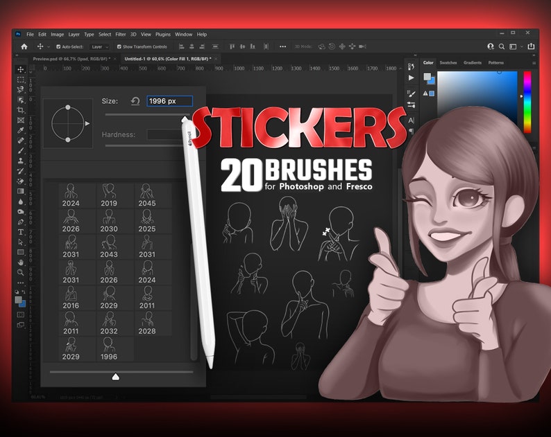 20 Photoshop Stickers Brushes Adobe Fresco Emotions Brush - Etsy
