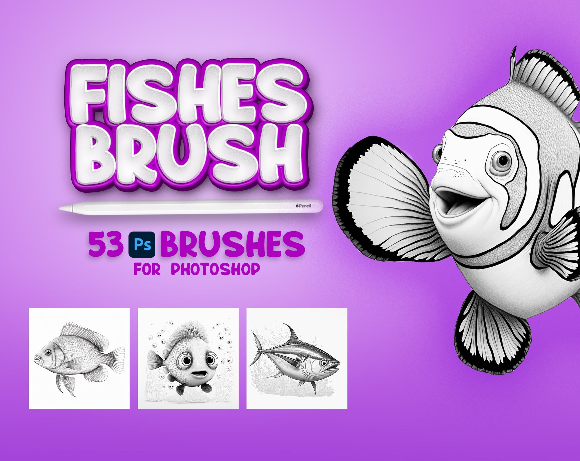 53 Photoshop Fishes Brushes Adobe Fresco Fishes Brush Fishes - Etsy