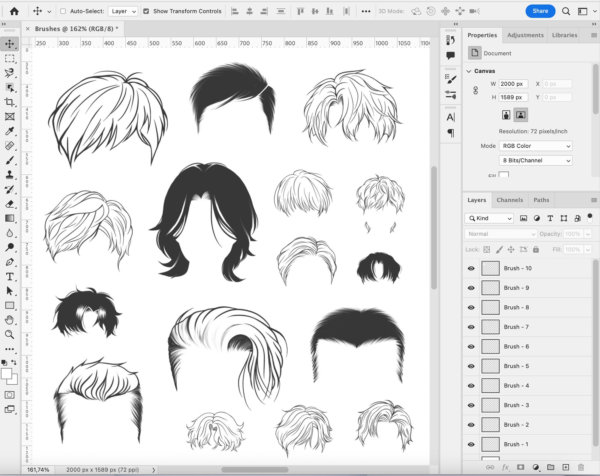 20 Photoshop Men Hairstyles Brushes, Adobe Fresco Men Hairdo Brushes ...