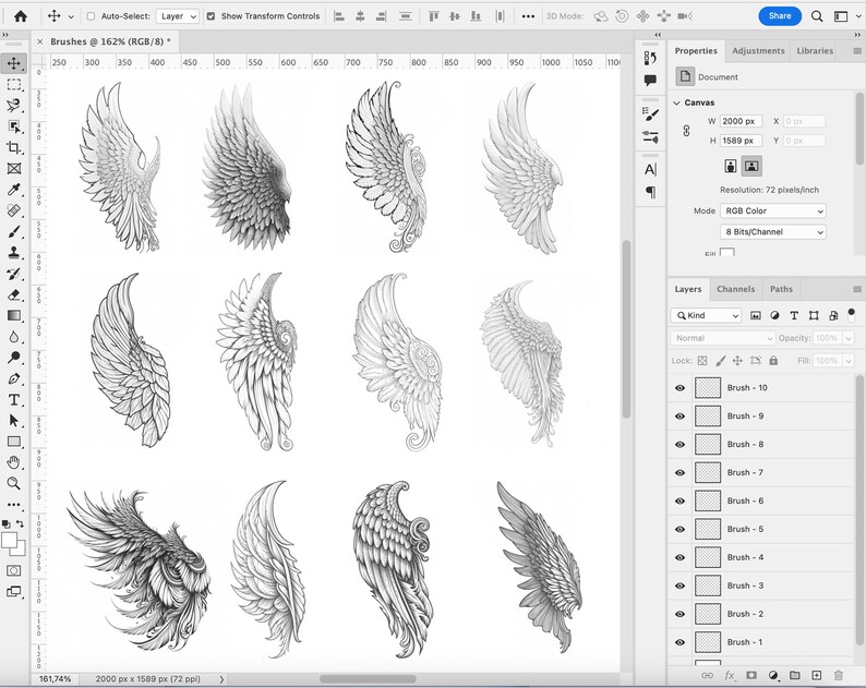 34 Photoshop Wings Brushes, Adobe Fresco Wing Brush, Angel Wings Stamp, Adobe Photoshop Pinion ...