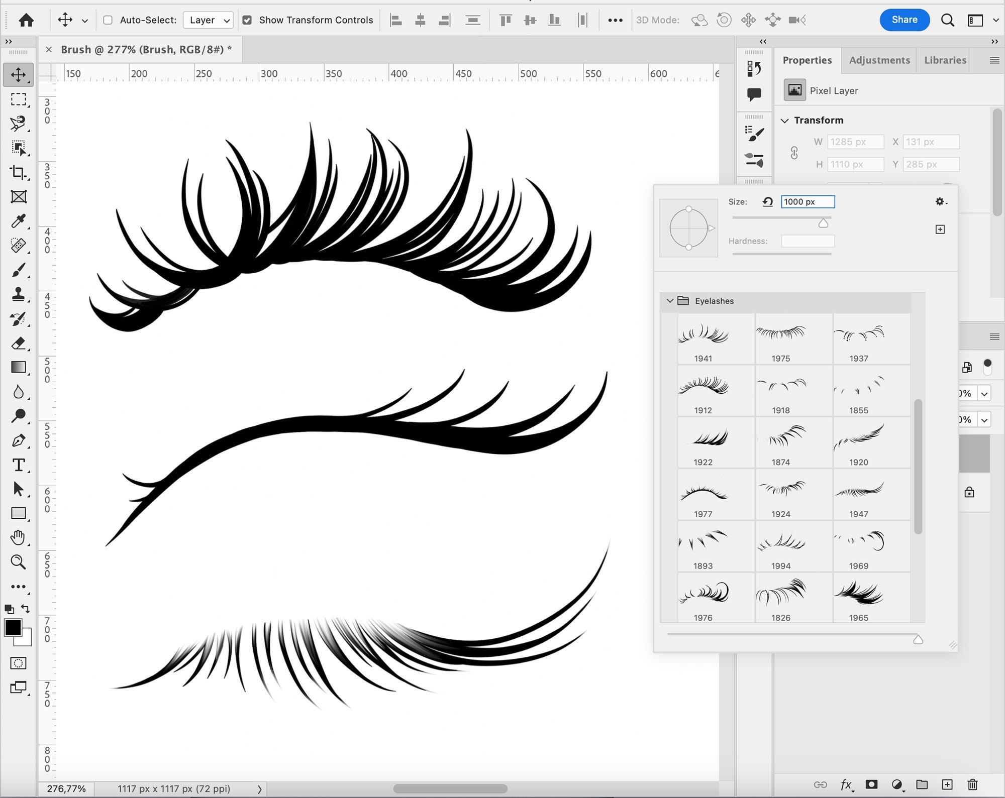 30 Photoshop Eyelashes Brushes, Adobe Fresco Lashes Brushes, Eyelashes ...