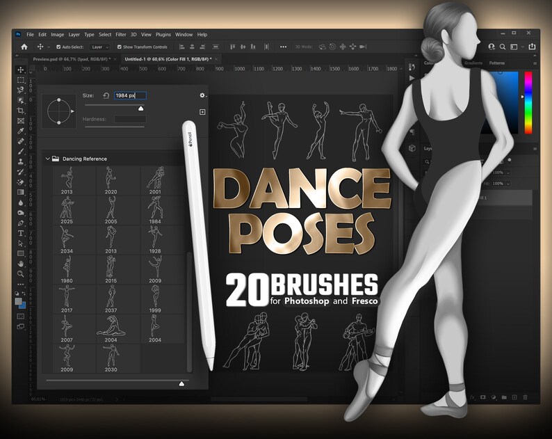20 Photoshop Dance Poses Brushes Fresco Dance Brush Dance - Etsy
