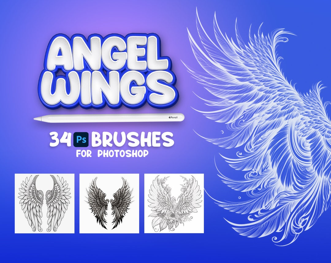34 Photoshop Wings Brushes, Adobe Fresco Wing Brush, Angel Wings Stamp ...