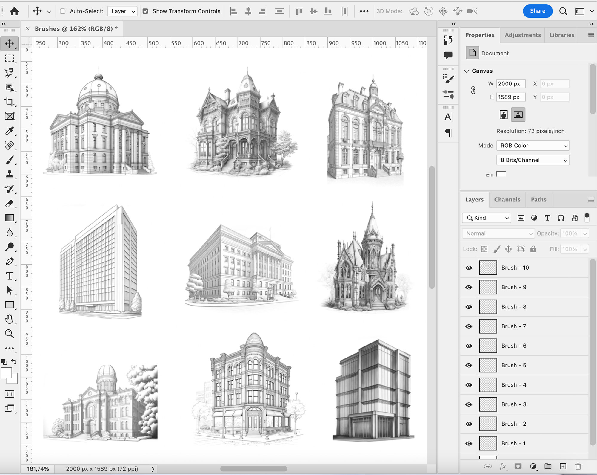 63 Photoshop Buildings Brushes, Adobe Fresco Buildings Brush, Buildings ...