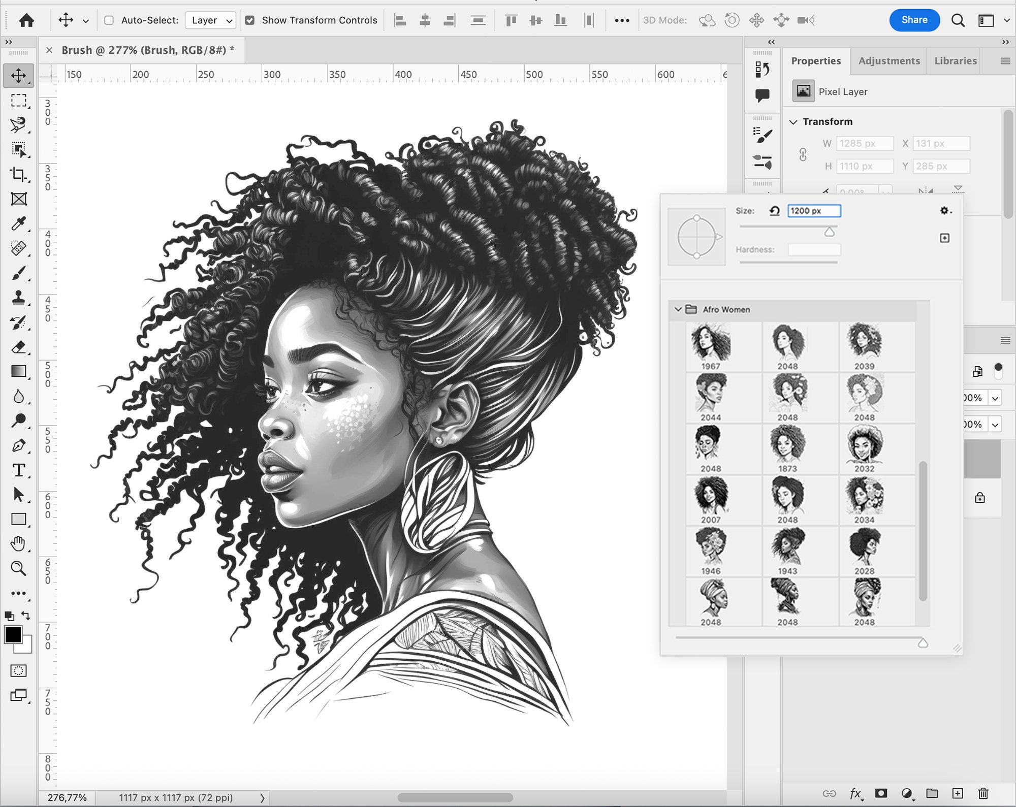 22 Photoshop Afro Women Brushes Fresco African Woman Brush - Etsy