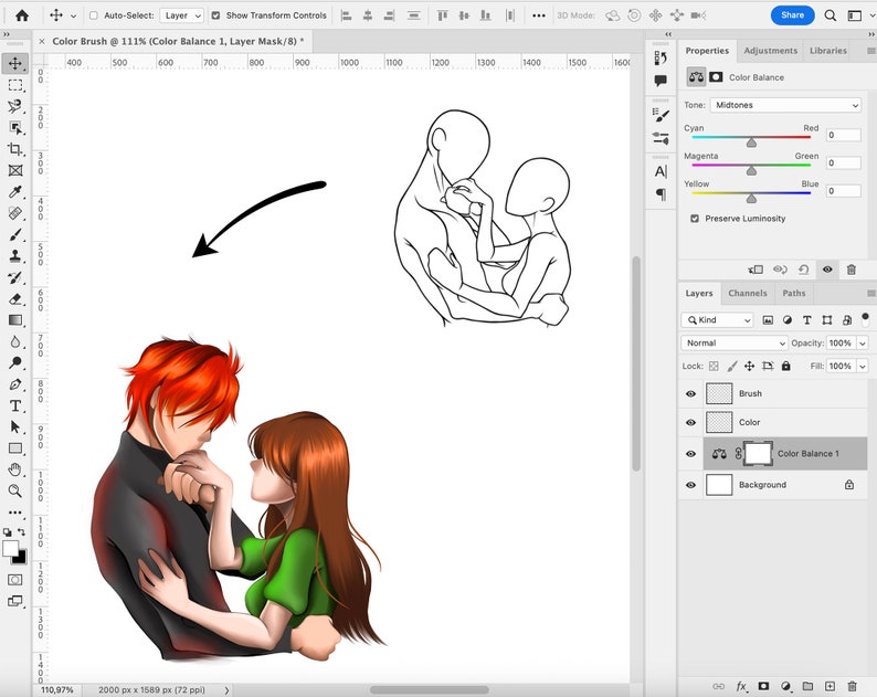 30 Photoshop Couple Poses Brushes, Adobe Fresco Love Brush, Couple ...