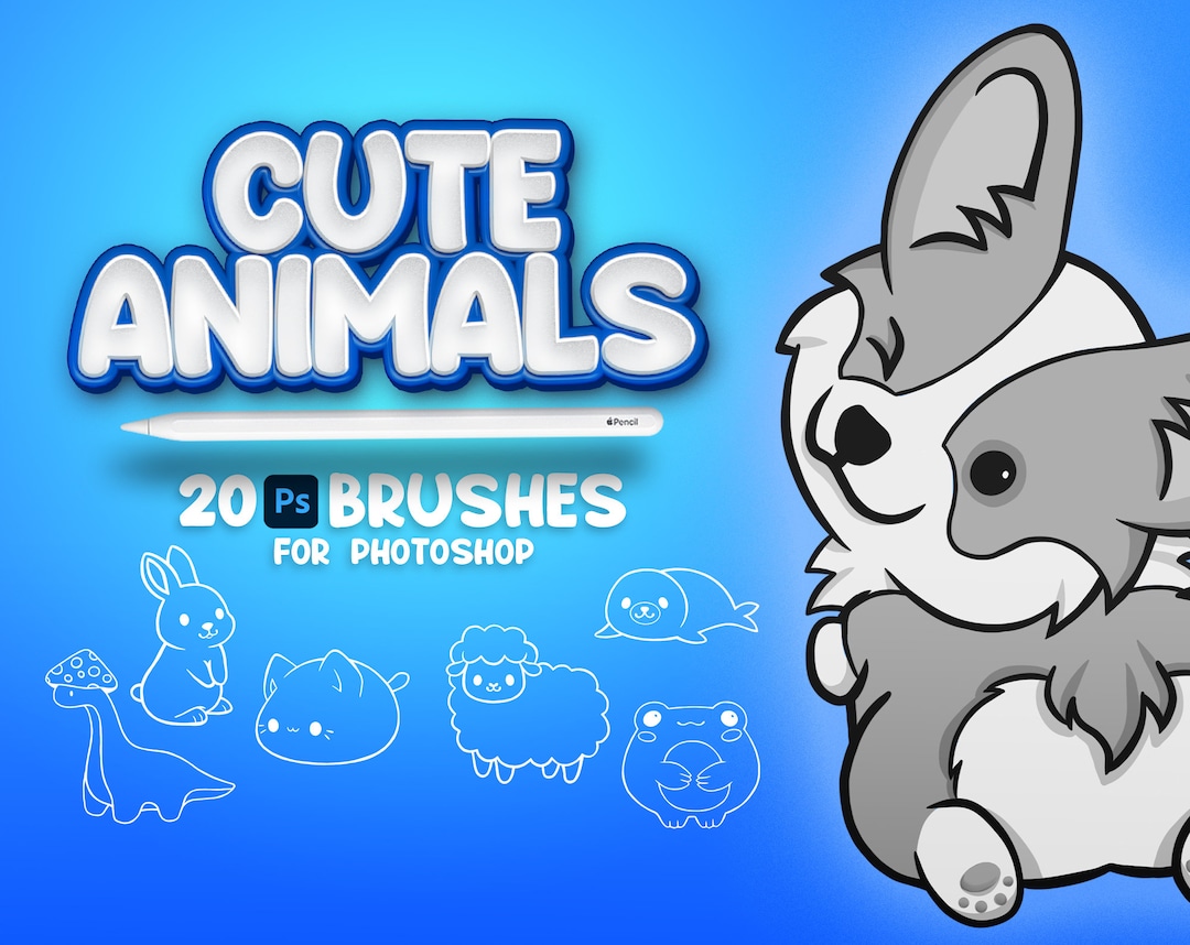 20 Photoshop Cute Animals Brushes, Adobe Fresco Animals Brush, Animals ...