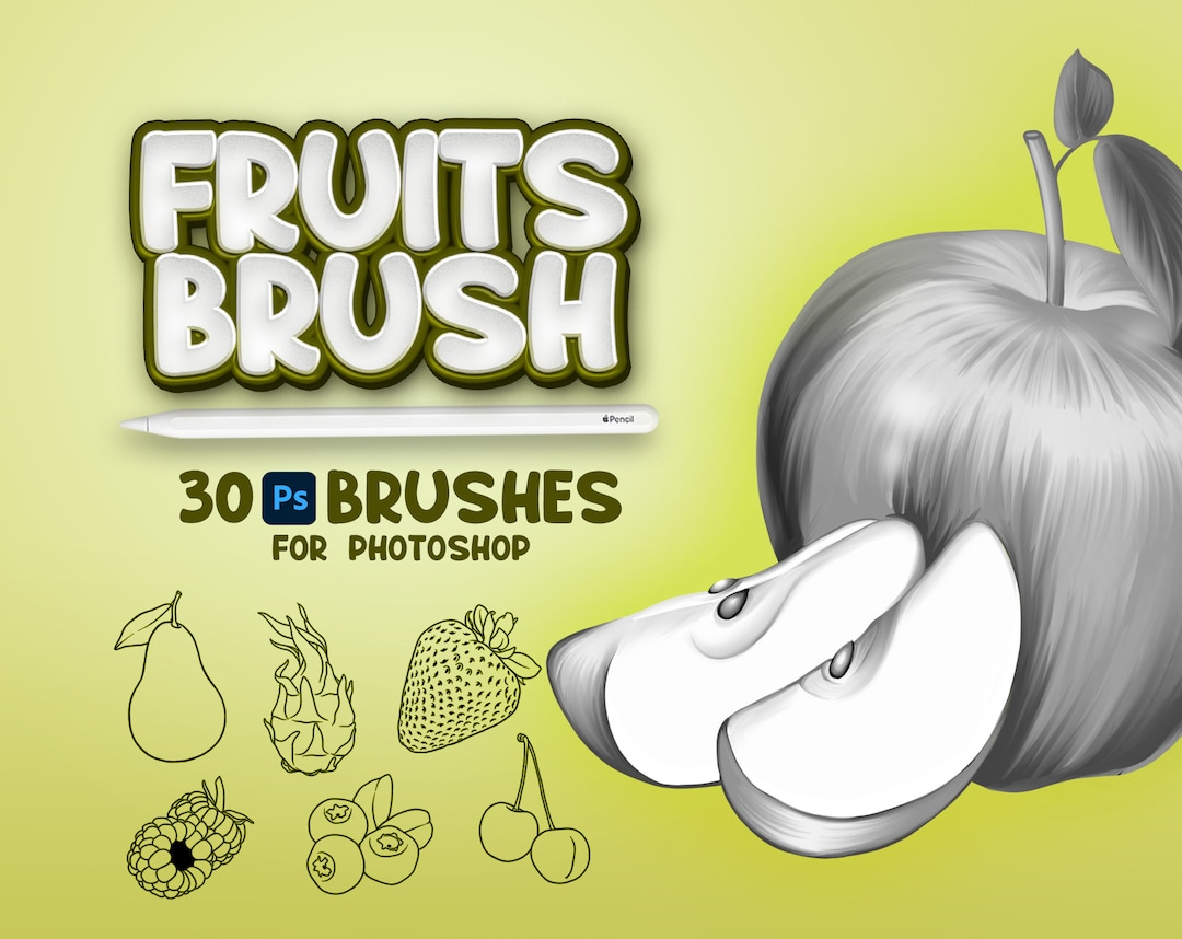 30 Photoshop Fruits Brushes, Adobe Fresco Apples Brushes, Fruits Stamp ...