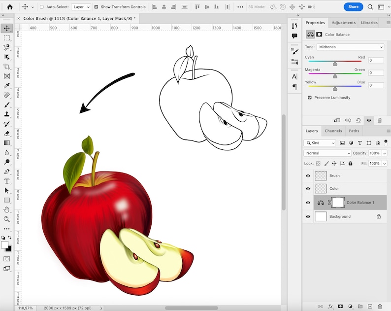 30 Photoshop Fruits Brushes, Adobe Fresco Apples Brushes, Fruits Stamp ...