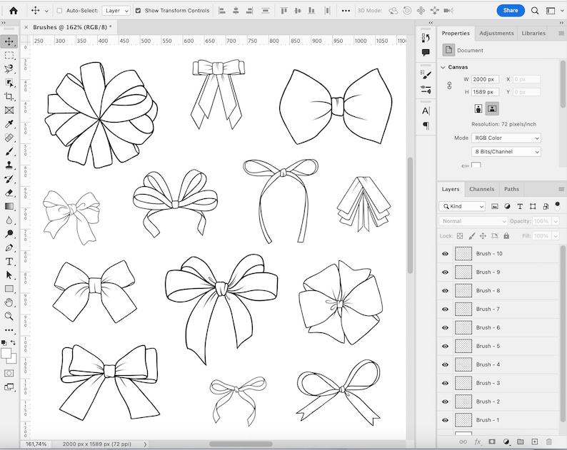 20 Photoshop Ribbons Brushes, Fresco Ribbons Brush, Band Stamp ...