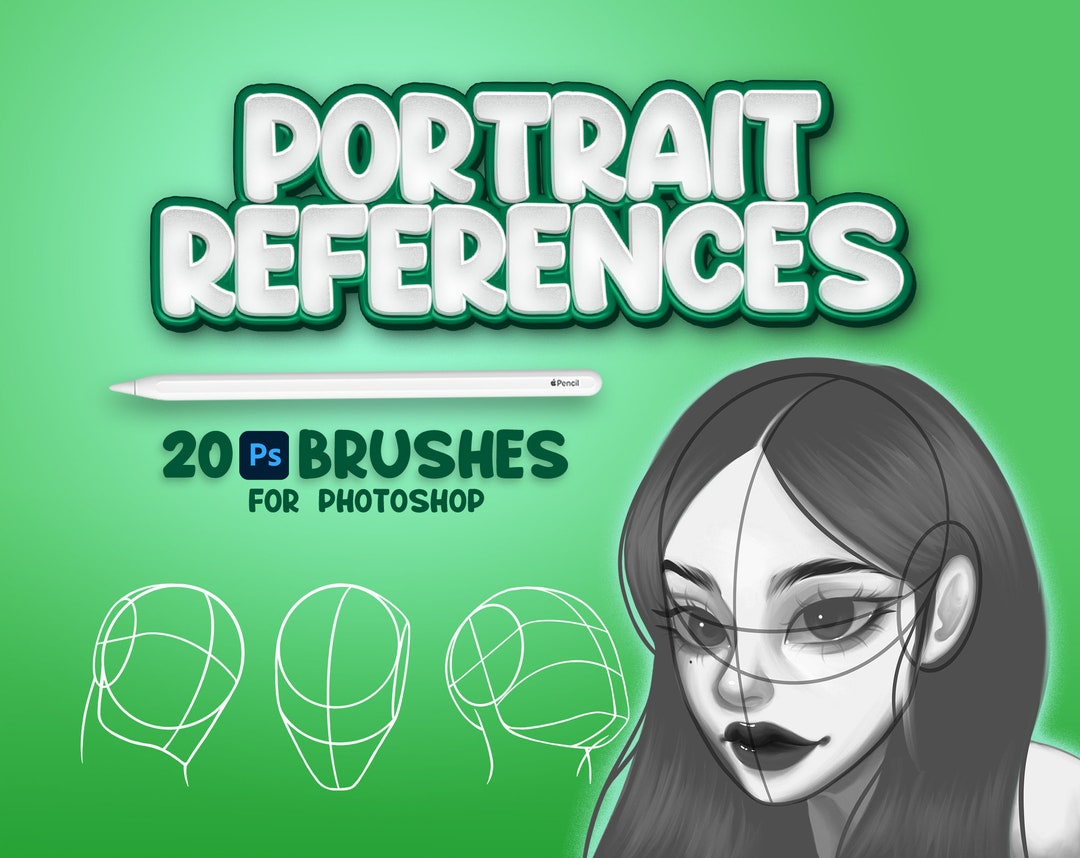 20 Photoshop Portrait Brushes, Adobe Fresco Heads Brushes, Portrait ...