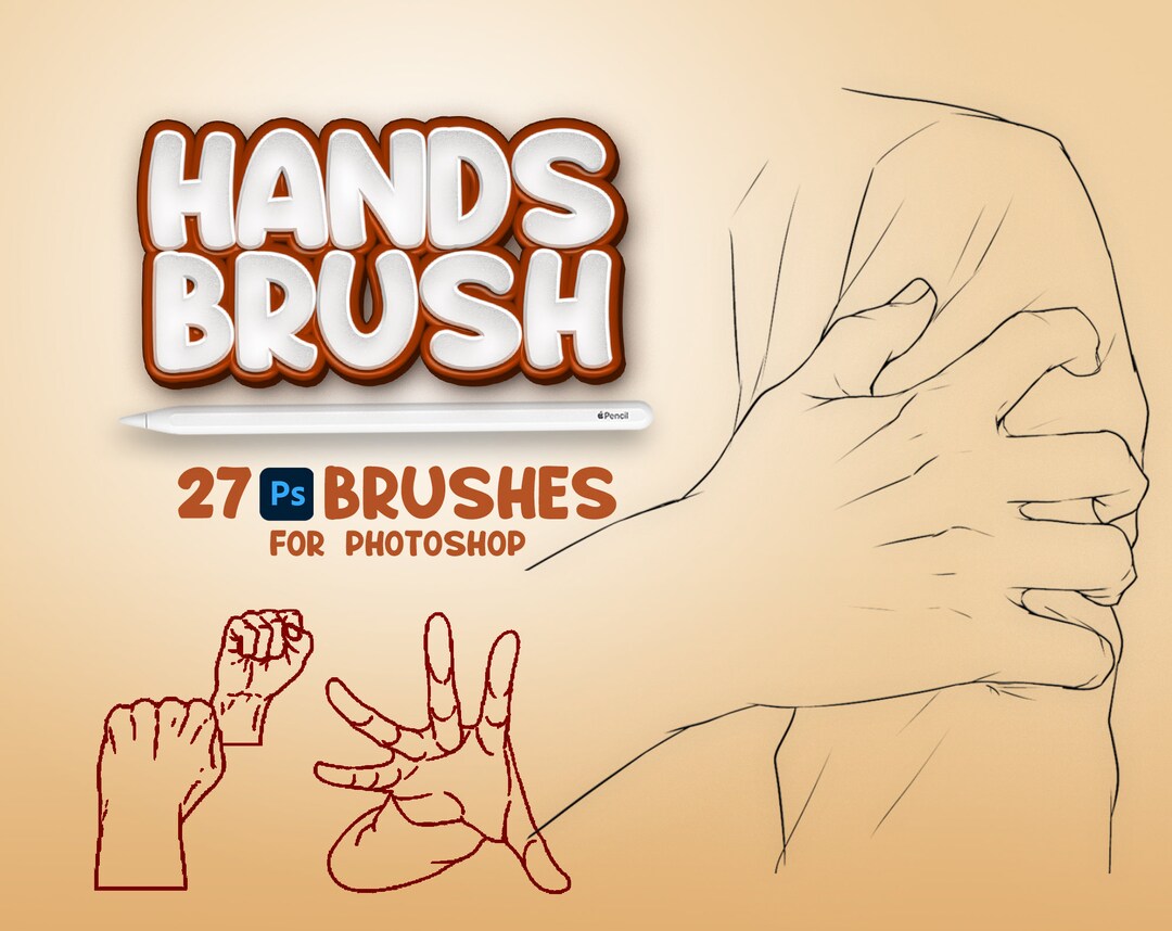 27 Photoshop Hands Brushes, Adobe Fresco Palms Brushes, Fingers Stamp ...