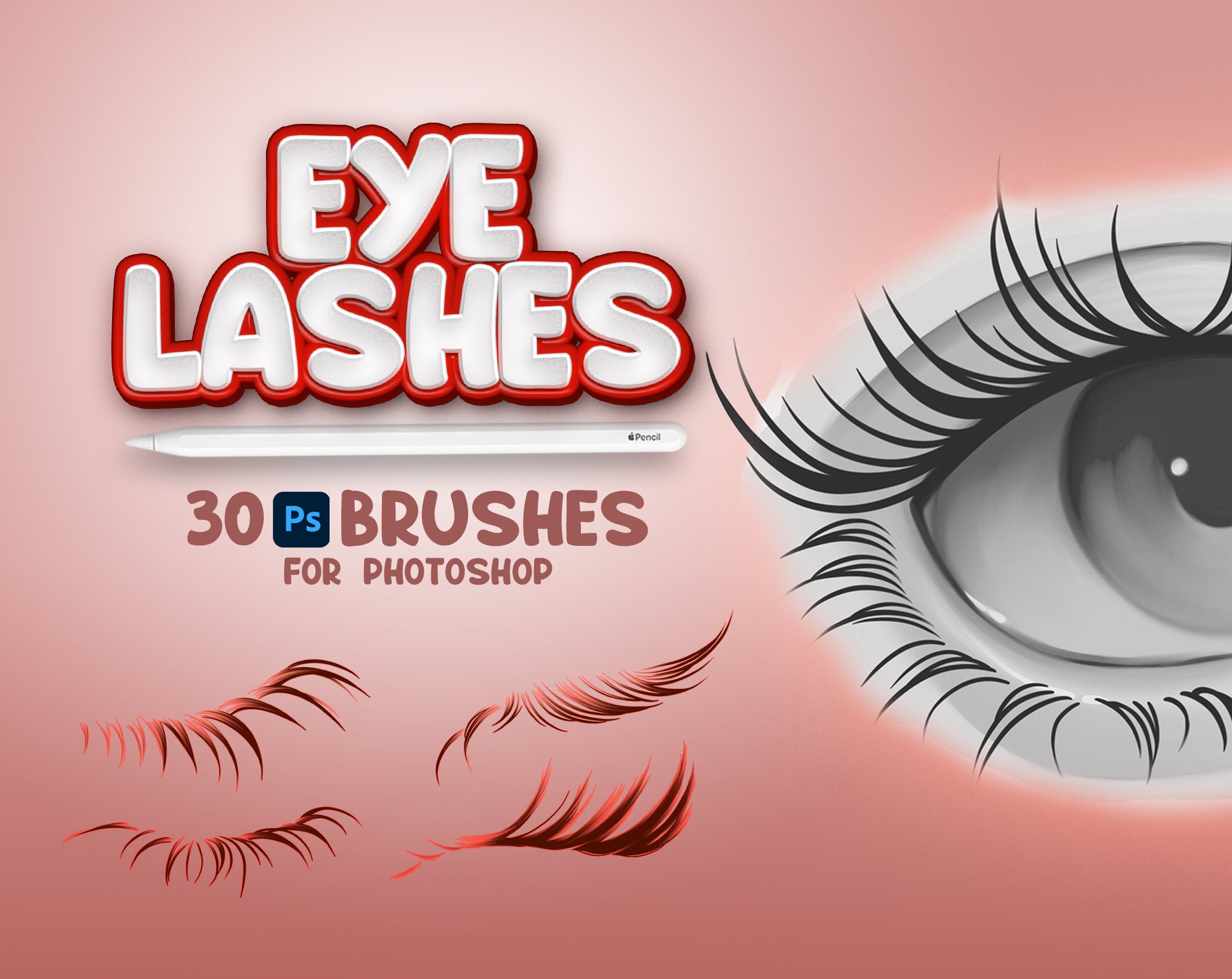 30 Photoshop Eyelashes Brushes, Adobe Fresco Lashes Brushes, Eyelashes ...