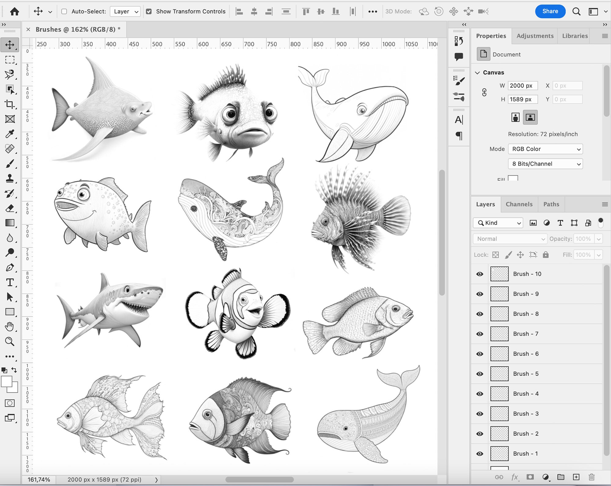 53 Photoshop Fishes Brushes Adobe Fresco Fishes Brush Fishes - Etsy