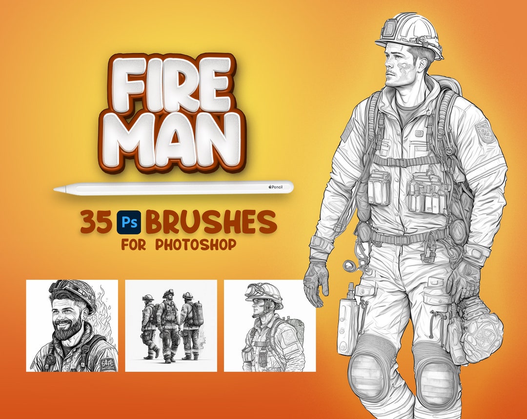 35 Photoshop Fireman Brushes, Adobe Fresco Firemen Brush, Fireman Stamp, Adobe Photoshop Fire ...