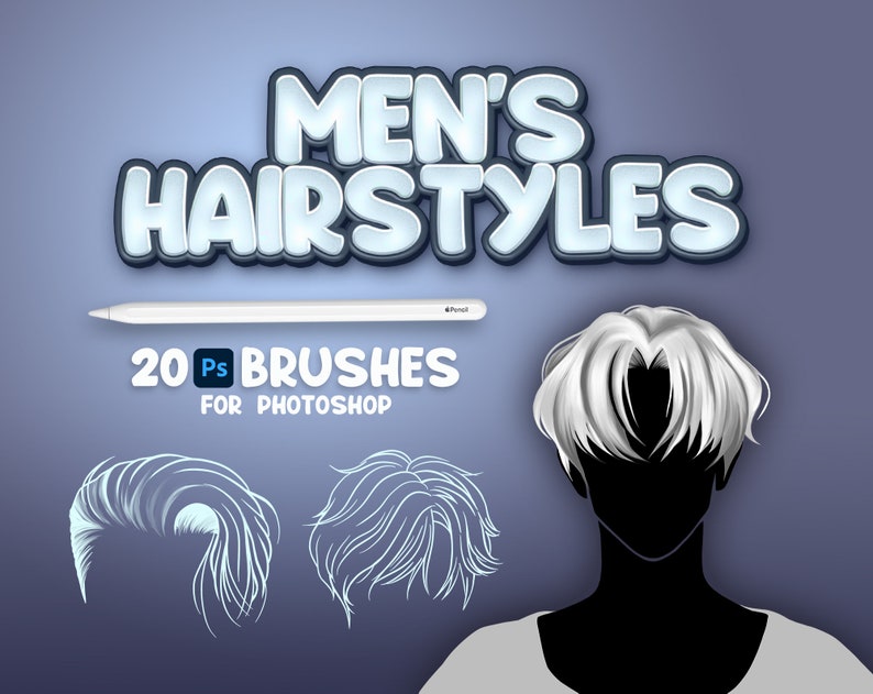 20 Photoshop Men Hairstyles Brushes, Adobe Fresco Men Hairdo Brushes ...