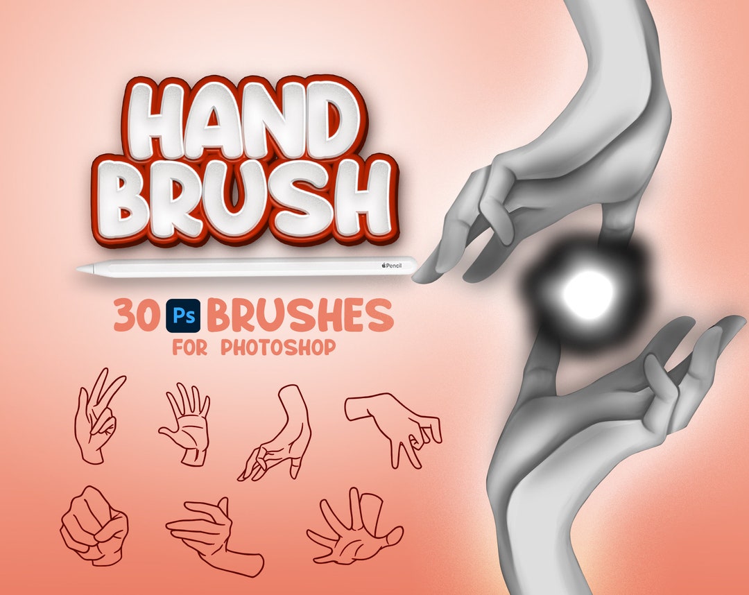 30 Photoshop Hands Brushes, Adobe Fresco Palms Brushes, Fingers Stamp ...