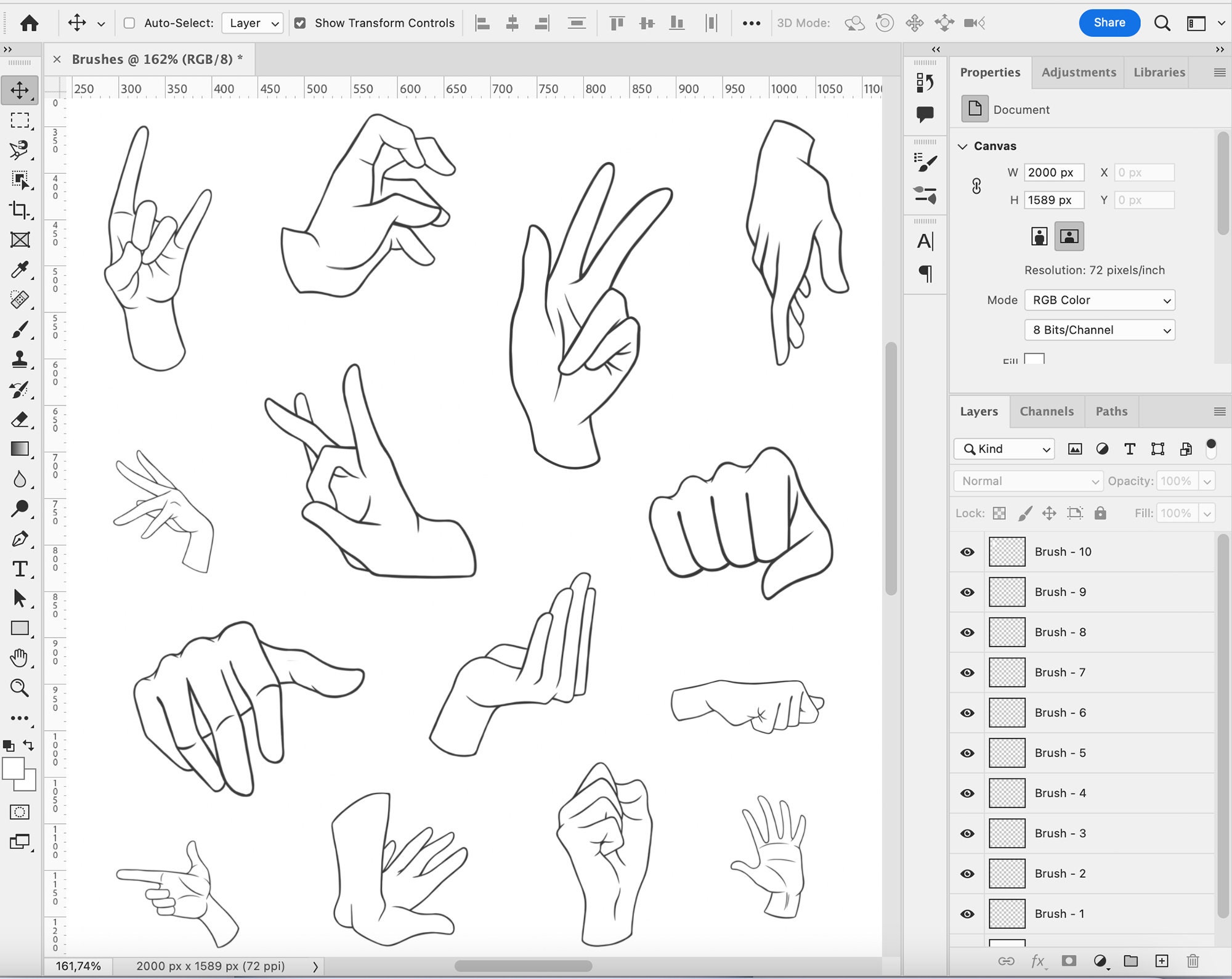 30 Photoshop Hands Brushes Adobe Fresco Palms Brushes - Etsy