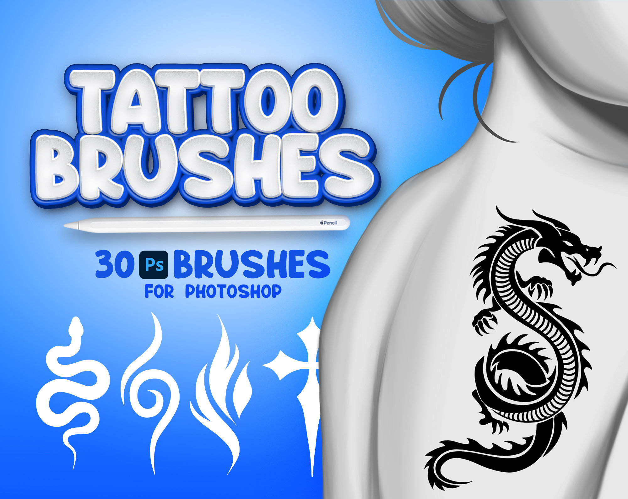 30 Photoshop Tattoo Brushes Adobe Fresco People Body Ink - Etsy