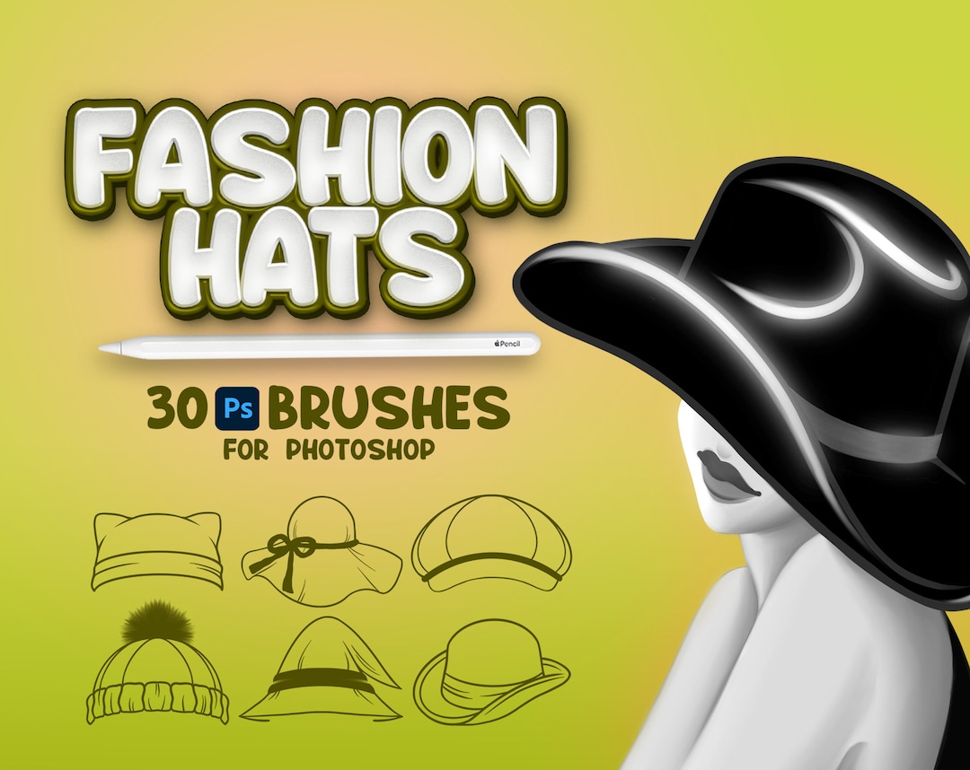 30 Photoshop Hats Brushes, Adobe Fresco Caps Brushes, Hat Stamp, Adobe ...