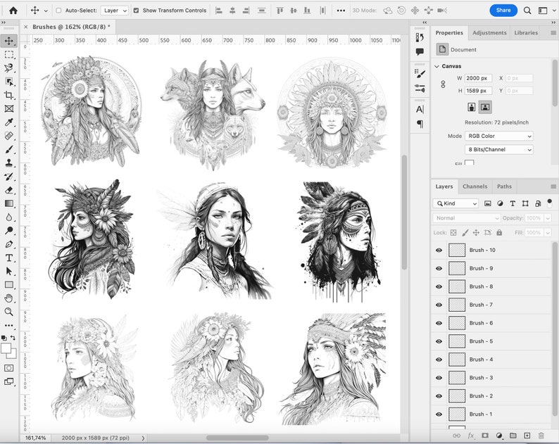 22 Photoshop Native Americans Brushes, Adobe Fresco American Indian ...