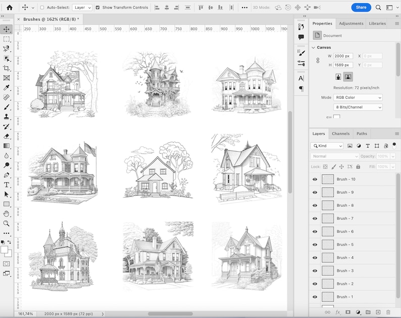 28 Photoshop Houses Brushes, Fresco House Brush, Houses Stamp, Adobe ...