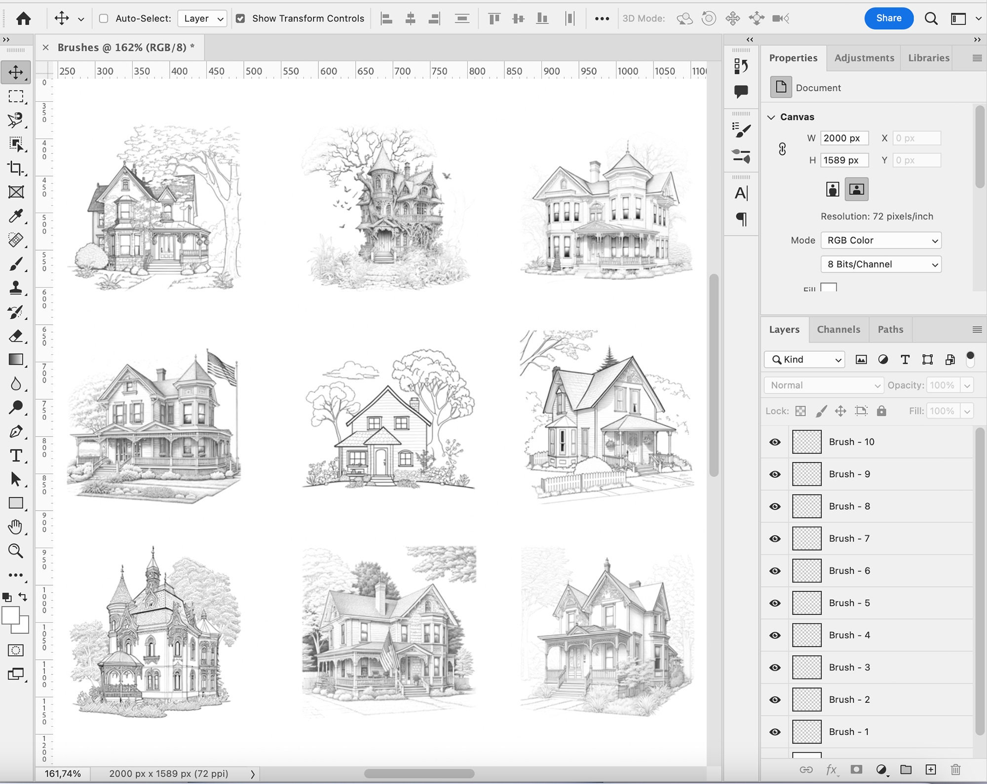 28 Photoshop Houses Brushes, Fresco House Brush, Houses Stamp, Adobe ...