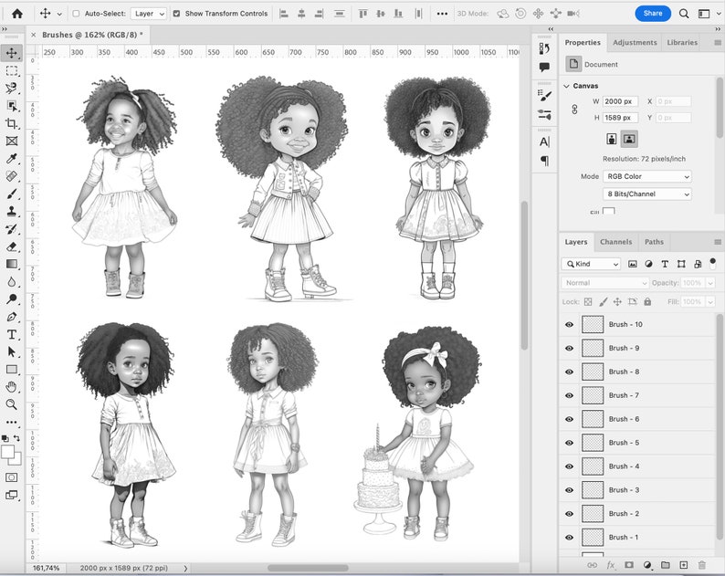 23 Photoshop Afro Little Girls Brushes, Fresco African Girls Brush ...