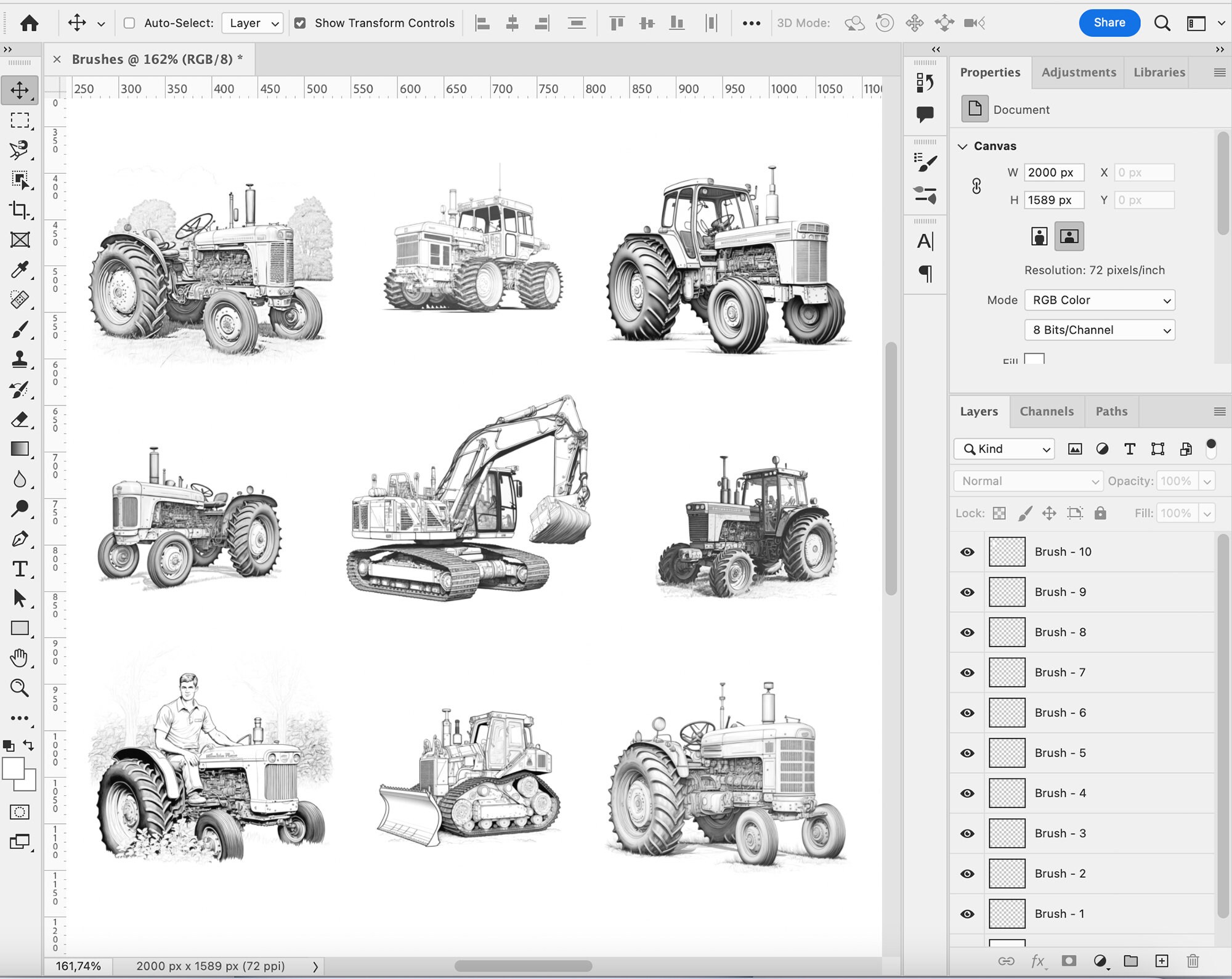 21 Photoshop Tractors Brushes, Adobe Fresco Tractors Brush, Tractors ...