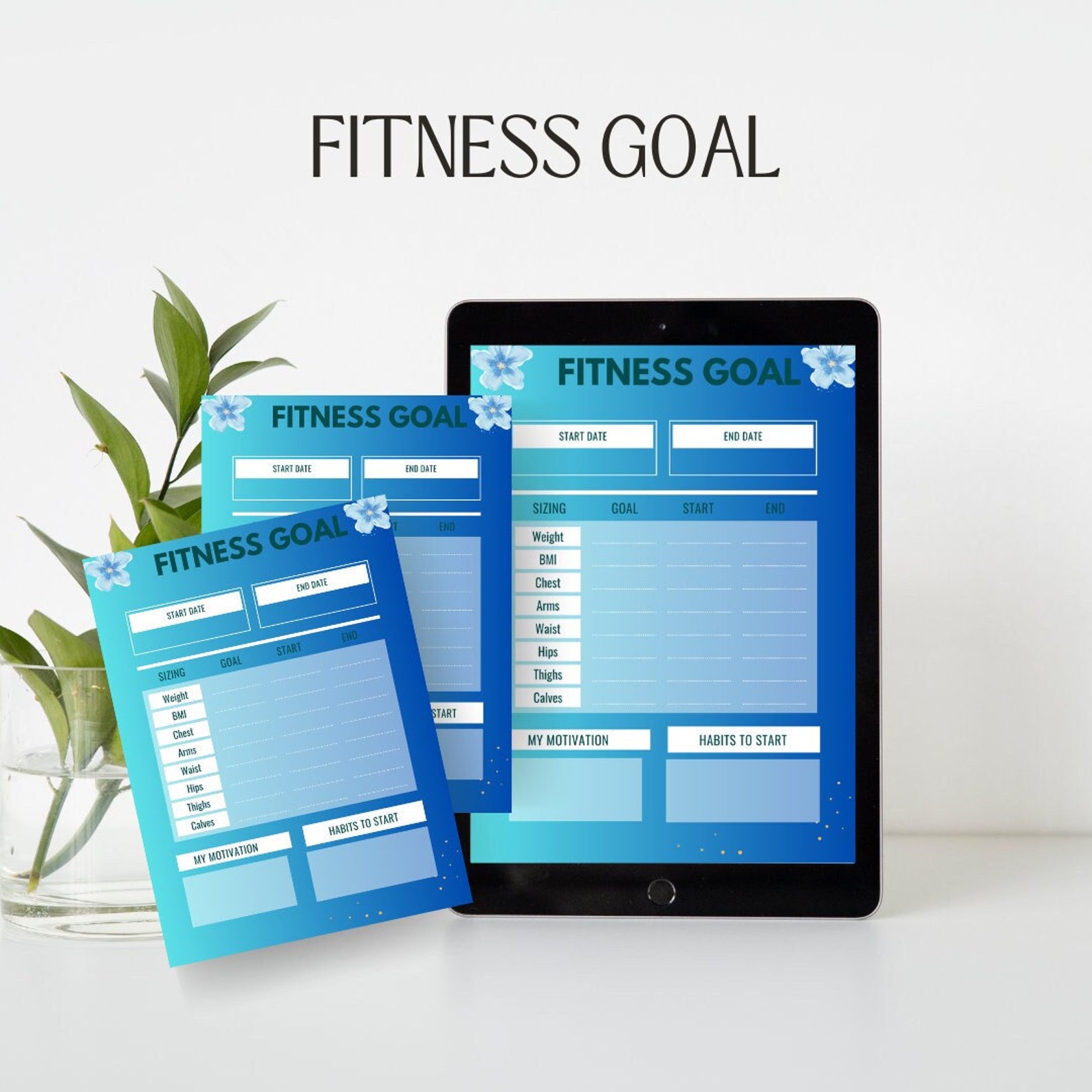 Printable Fitness Goal Tracker, Exercise Journal, Goal Setting ...
