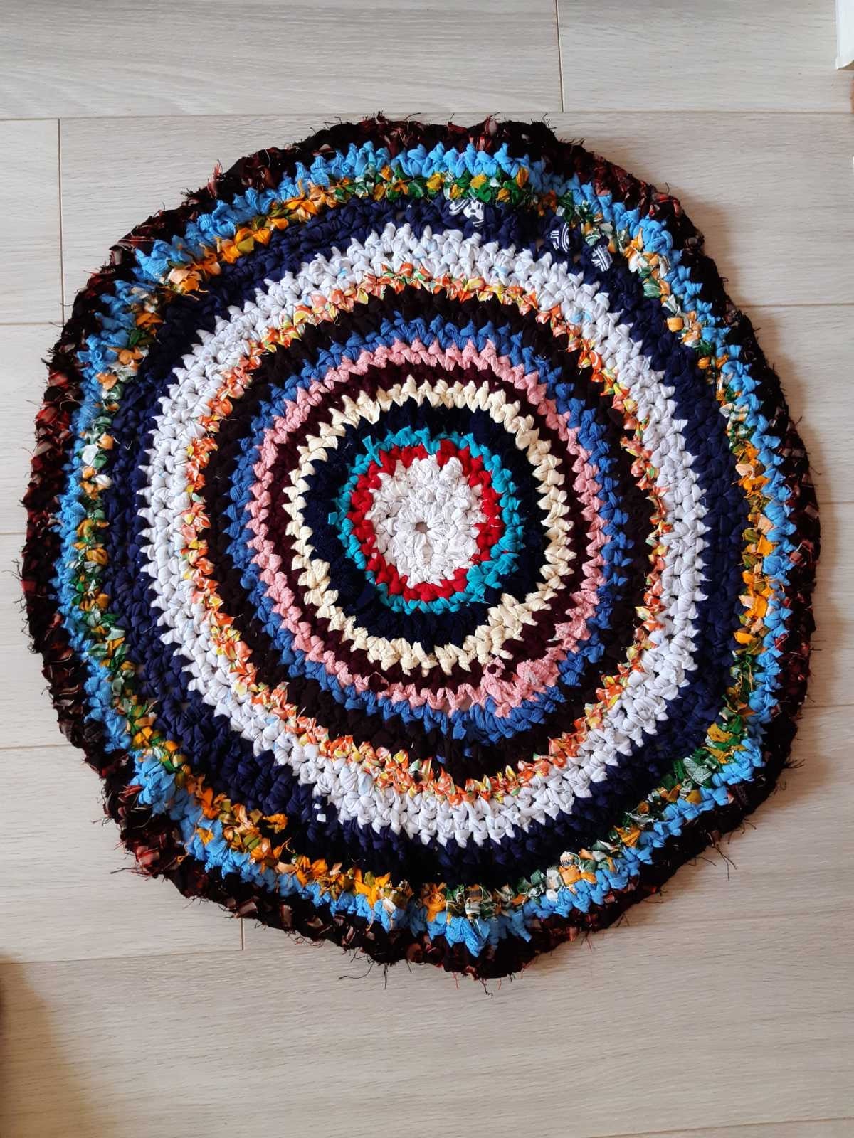 Round Textile Knitted Rug Crochet Knitted Rug Handmade Rag | Etsy