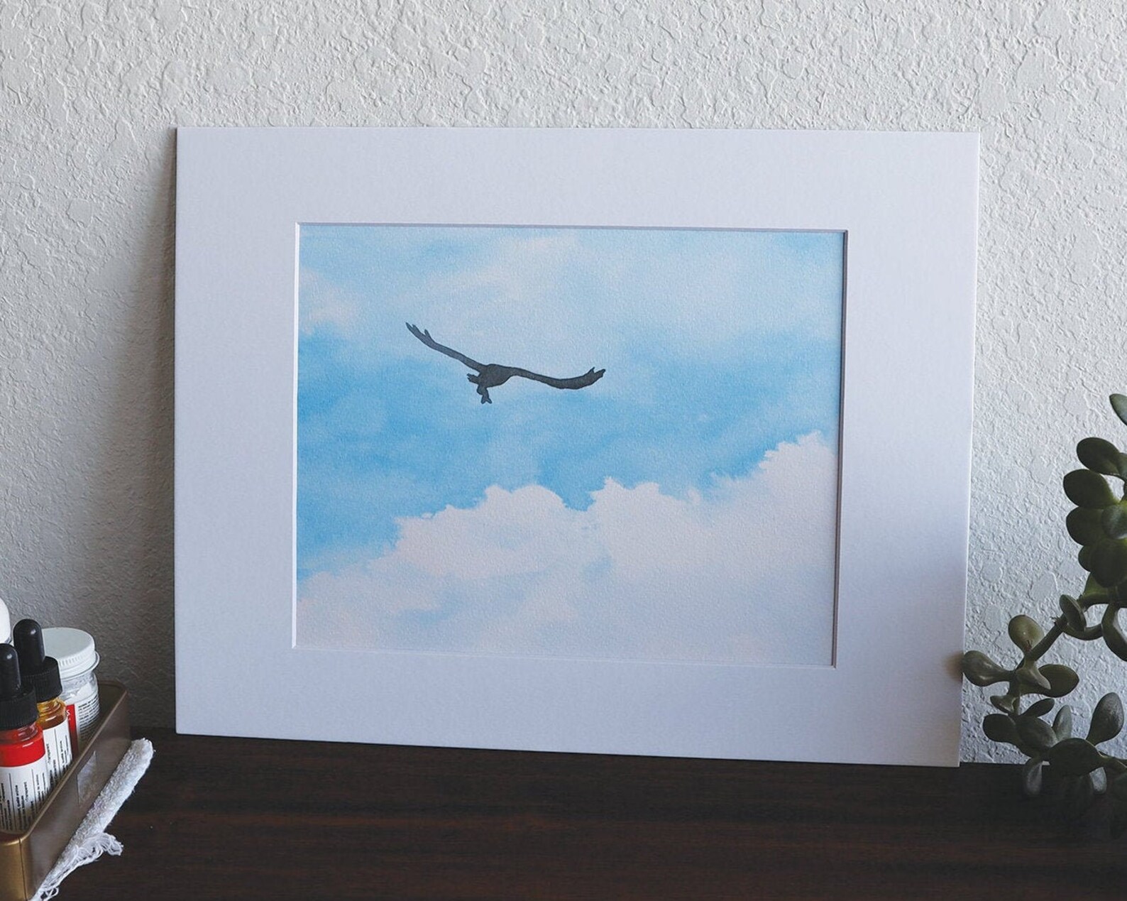 Osprey Bird With Mullet Fish Silhouette - 8" X 10" Watercolor Print - Etsy