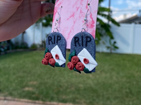 RIP Tombstone Letters to Loved Ones Dangle Earrings - Etsy