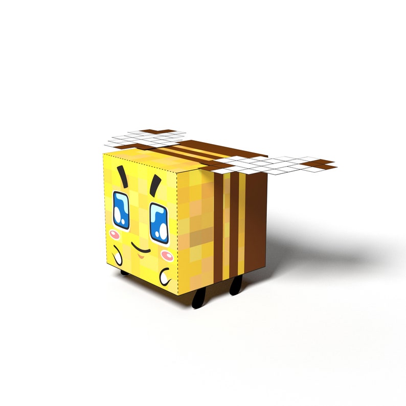 Minecraft bee DIY paper toy papercraft kit cut and glue | Etsy