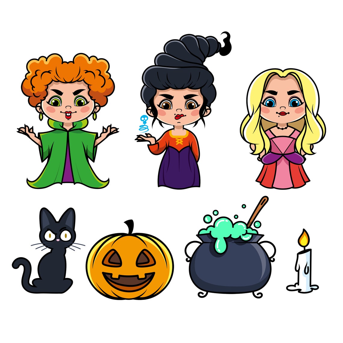 Hocus Pocus characters clipart png Halloween clipart fairy | Etsy