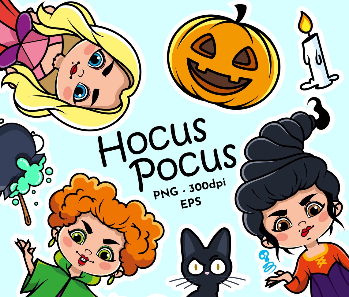 Hocus Pocus characters clipart png Halloween clipart fairy | Etsy