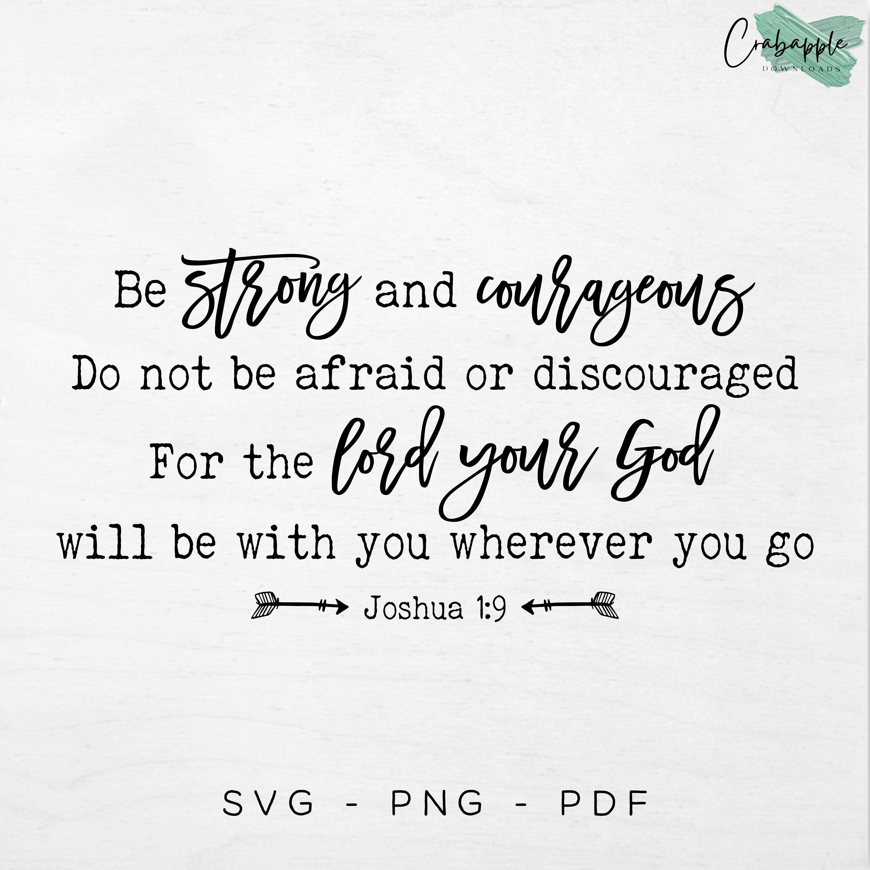 Art And Collectibles Prints Svg Religious Printable Files Png Joshua 1 9
