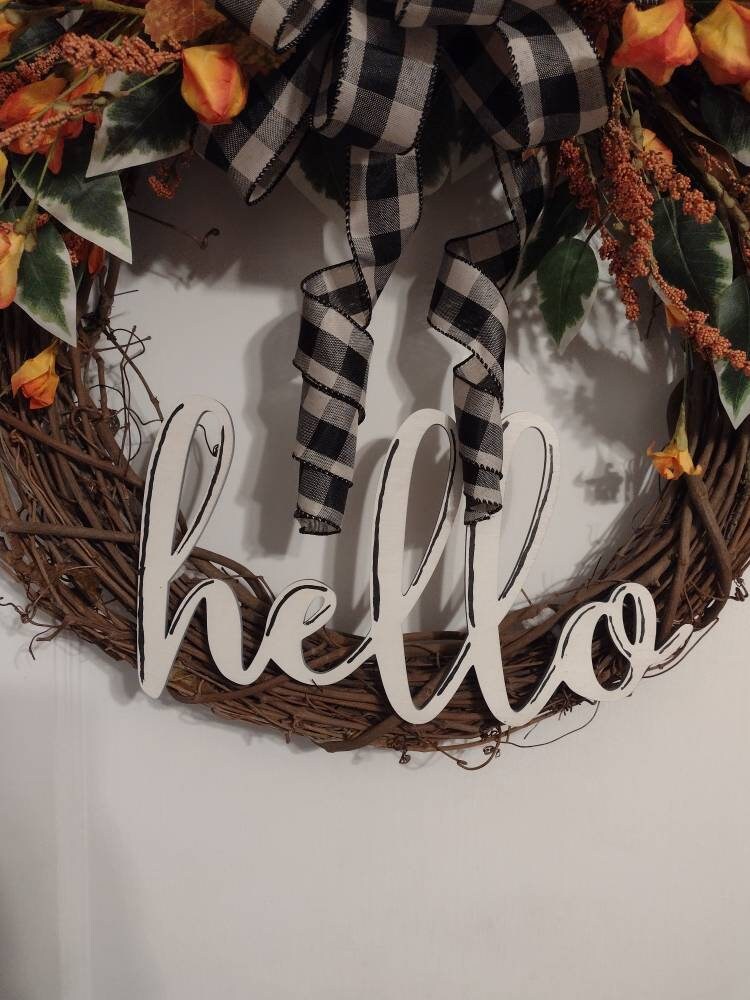 Hello Wreath, Everyday Wreath, Home Décor, Office Décor, Farmhouse ...