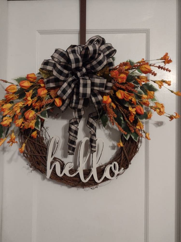 Hello Wreath, Everyday Wreath, Home Décor, Office Décor, Farmhouse ...