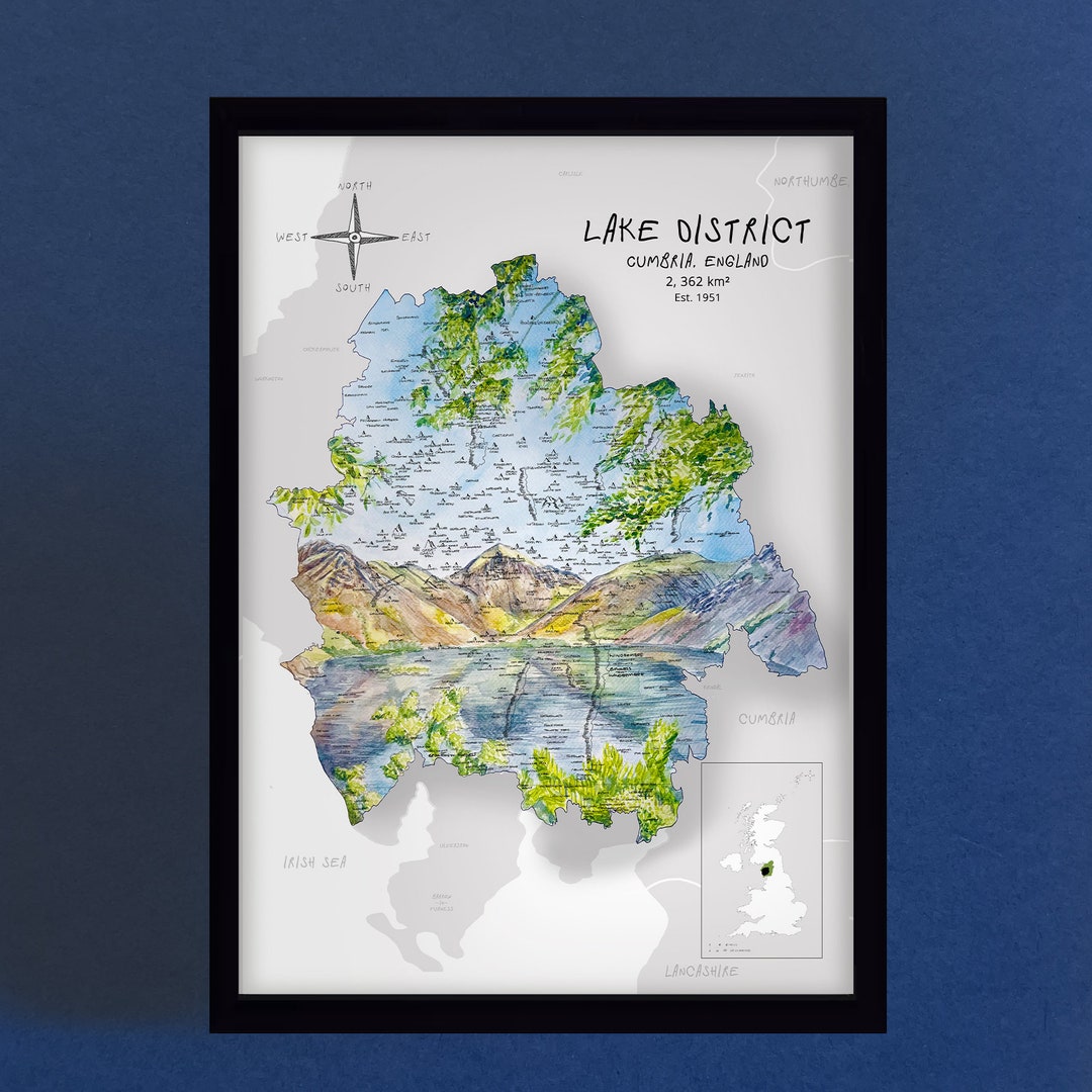 Lake District National Park Map Print - Etsy UK