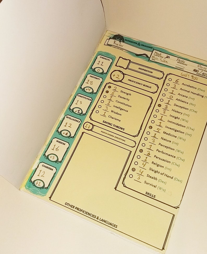 Custom A5 Dnd Character Sheet - Etsy Australia