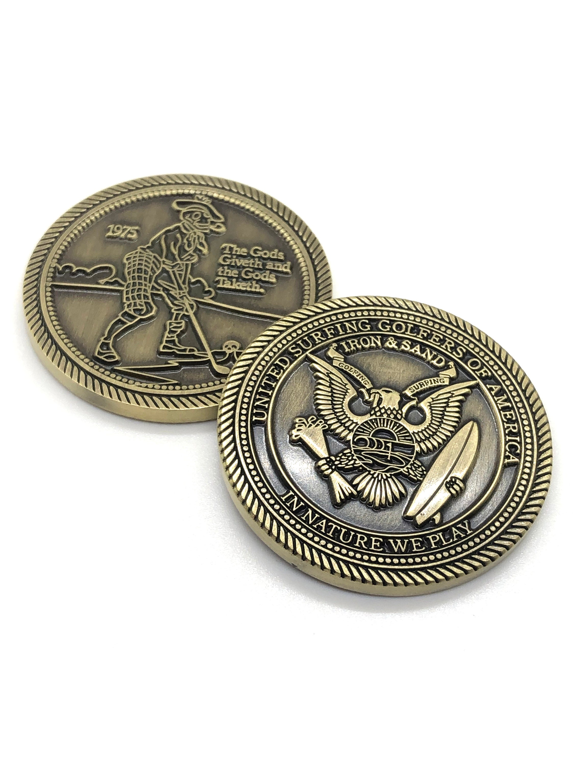 Golf Ball Marker | Challenge Coin | Surf and Golf - Etsy