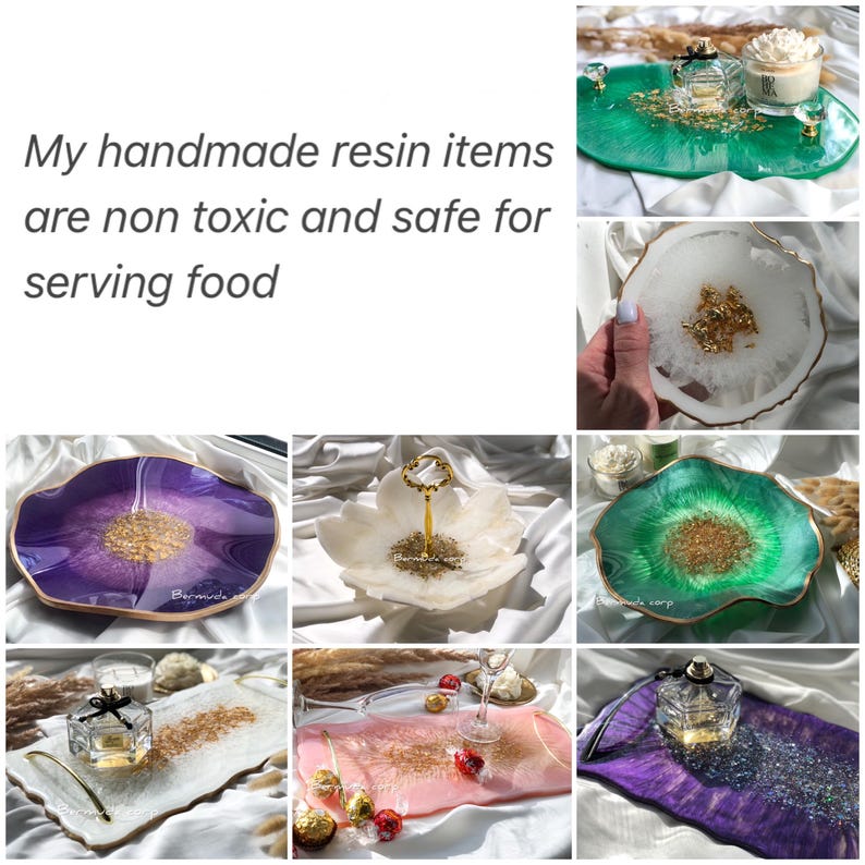 Luxury Brown Resin Tray and Geode Coaster Set - Etsy