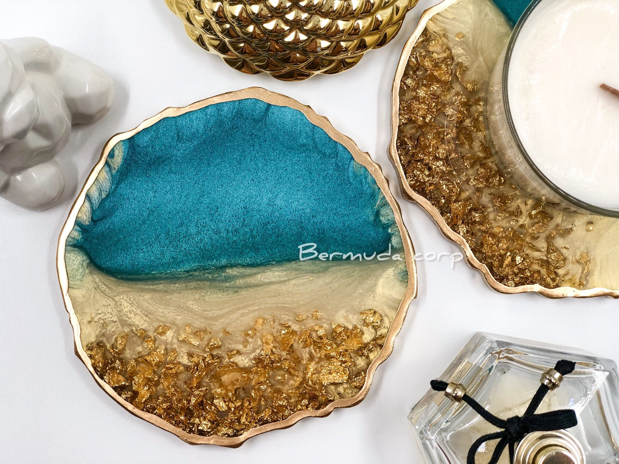 Set of Resin Tray and Round Coasters Luxury Purple Decorative - Etsy