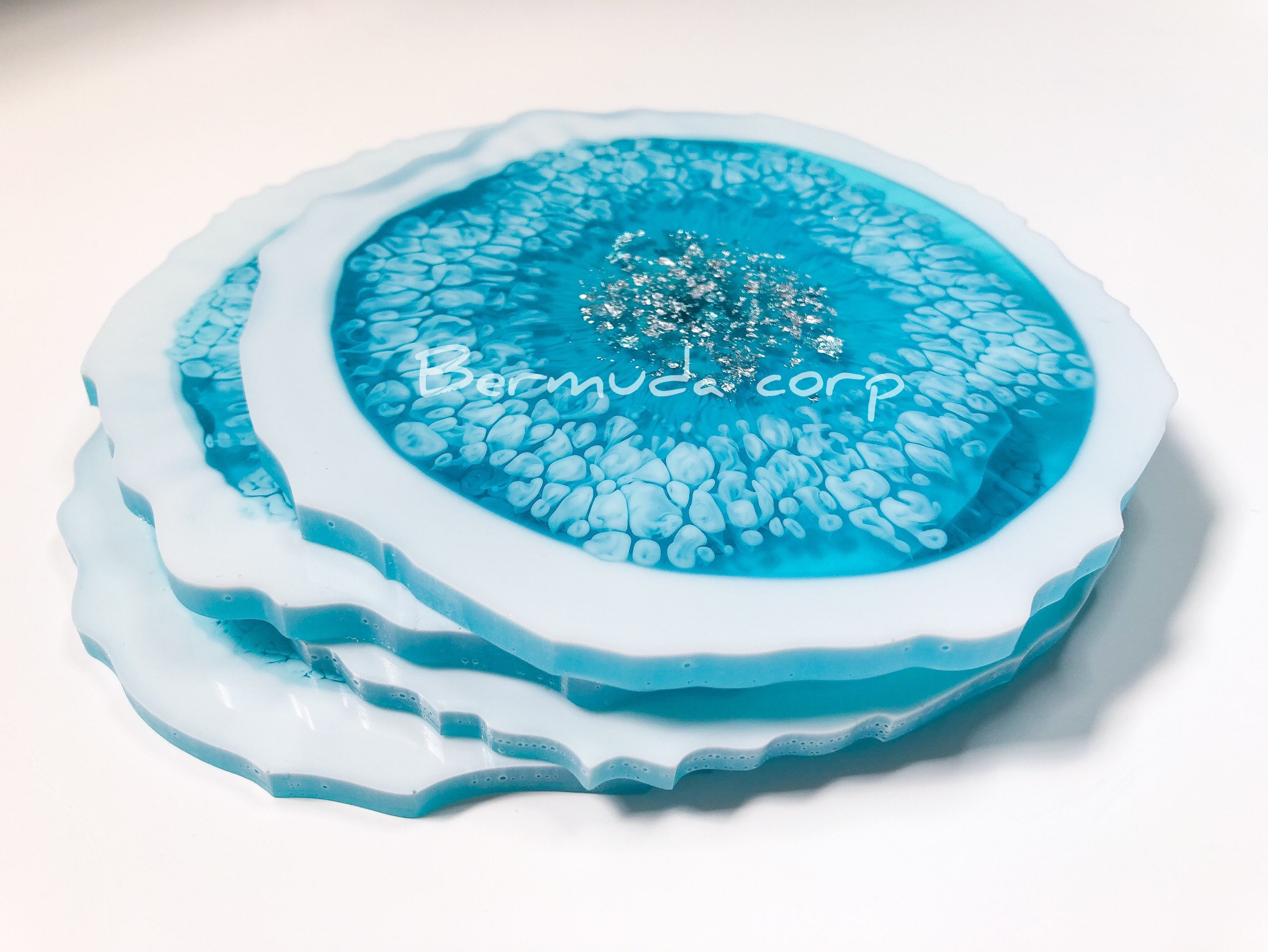 Luxury Geode Resin Light Blue and White Decorative Set of Tray - Etsy